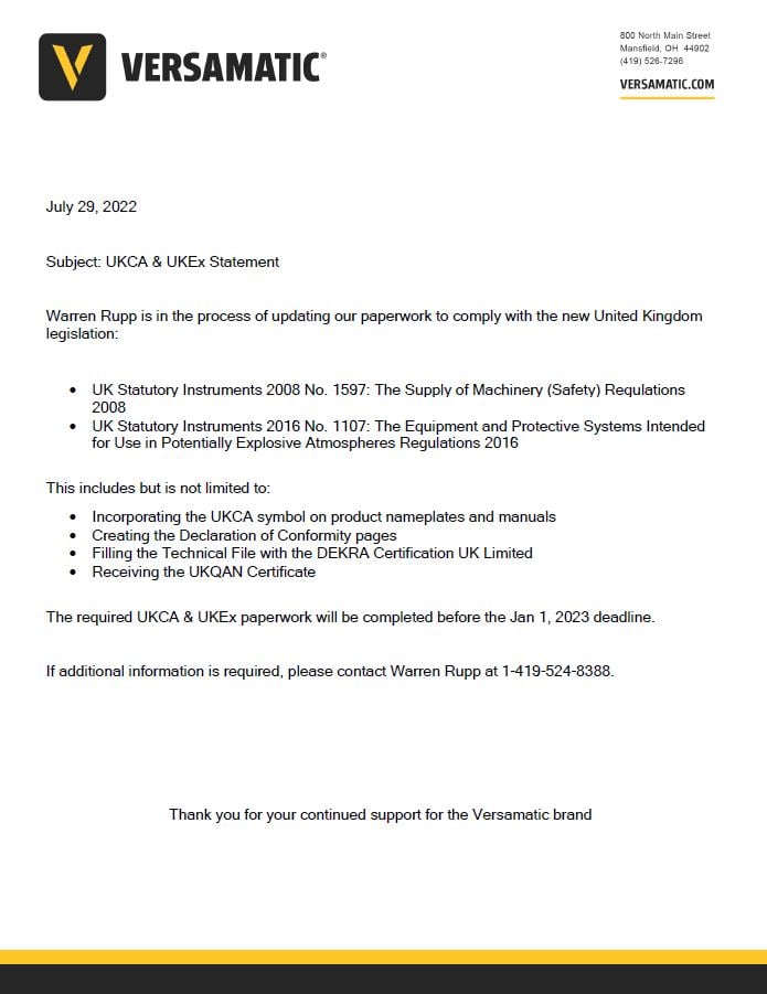 Our Certifications | Versamatic