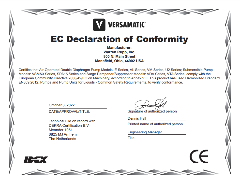Our Certifications | Versamatic
