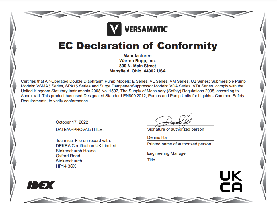 Our Certifications | Versamatic
