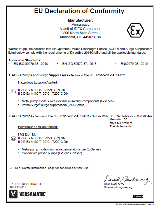 Our Certifications | Versamatic
