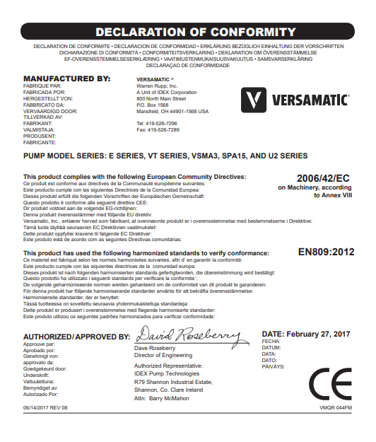 Our Certifications | Versamatic