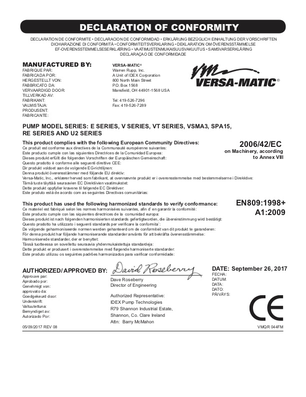 Our Certifications | Versamatic