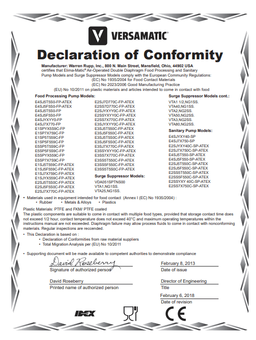 Our Certifications | Versamatic